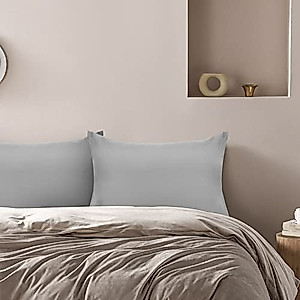 Microfiber Standard Pillowcases-Envelope Closure Bed Pillow Cover-Lightweight Hotel Economic Super Soft and Cozy,Stain Resistant,20"x 26", Dark Grey,Set of 2