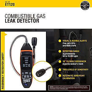 RIDGID 36163 Model Micro CD-100 Combustible Gas Detector, Gas Leak Detector & Klein Tools ET120 Gas Leak Detector, Combustible Gas Leak Tester