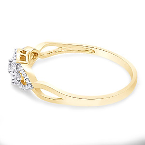 1/4 Carat Round Cut Miracle Set White Natural Diamond Infinity Split Shank Promise Ring Jewelry For Women in 14k Yellow Gold Over Sterling Silver (0.25 Cttw, Color- I-J, Clarity- I2-I3) Ring Size- 8