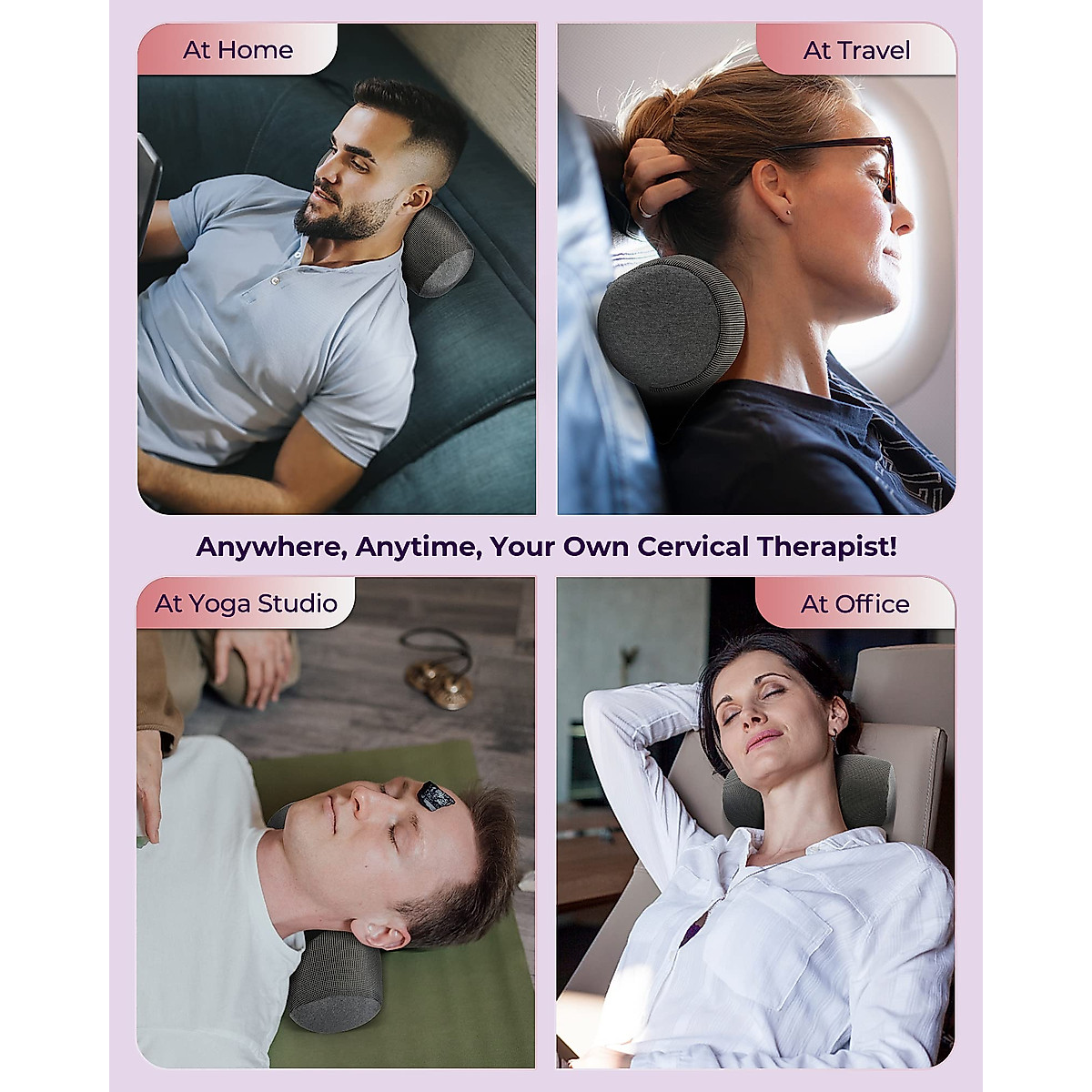 Neck Stretcher for Neck Pain Relief, Cervical Neck Traction Device with Magnetic Therapy Pillowcase, Neck Hump Corrector, Neck and Shoulder Relaxer for TMJ, Cervical Spine Alignment, Yellow