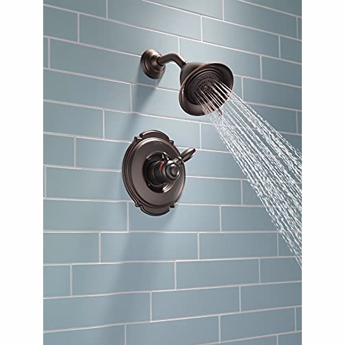 Delta Faucet Victorian 17 Series Dual-Function Shower Trim Kit with 2-Spray Touch-Clean Shower Head, Venetian Bronze T17255-RB (Valve Not Included)