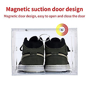 OMOPIN Shoe Boxes Clear Plastic Stackable, Drop Front Shoe Box, 6 Pack Shoe Storage Boexes, Sneaker Storage Shoe Containers for Size 12