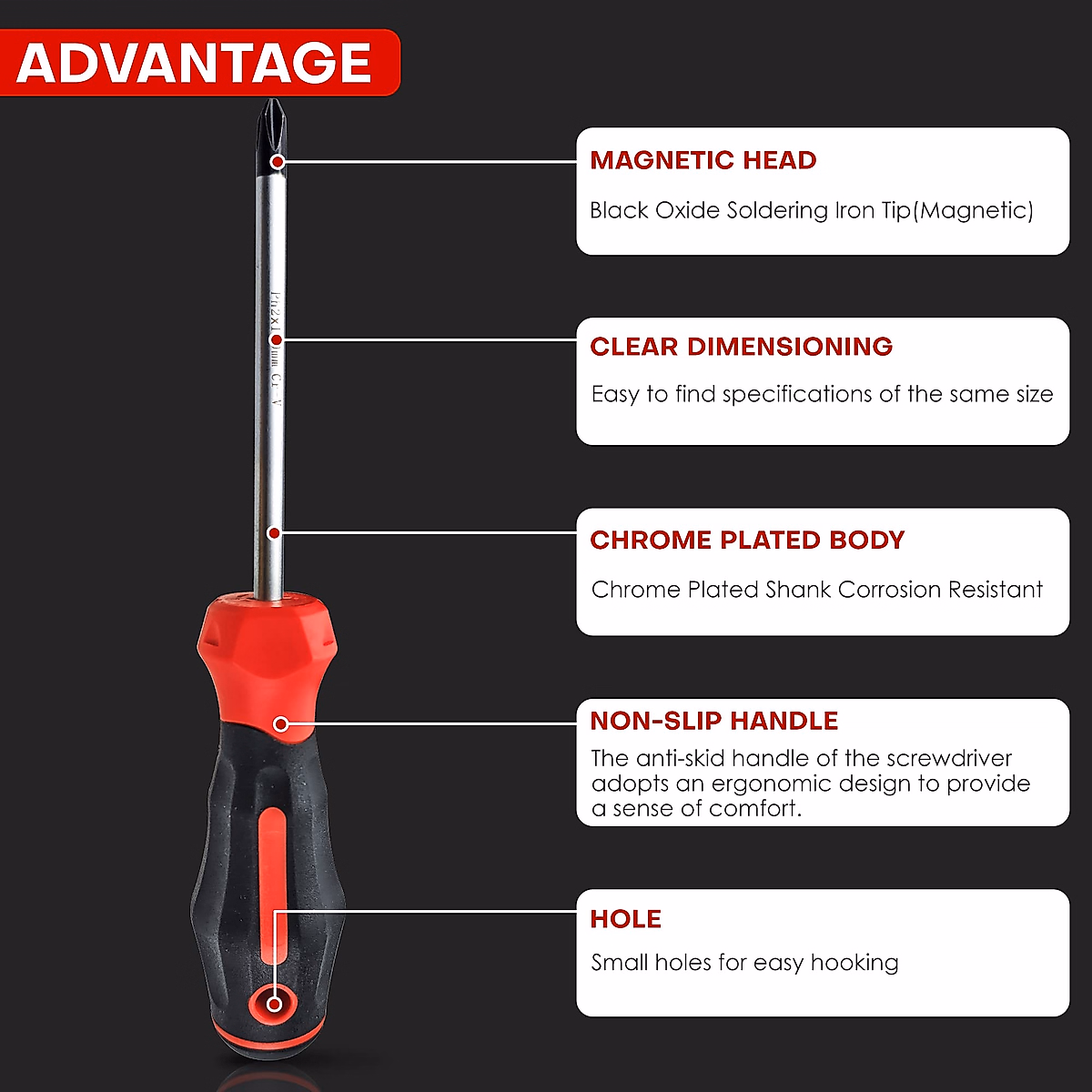 YY 8-Piece Assorted Screwdriver Set (PH #1 X 3", PH #2 X 4", 3/16" X 4", 1/4" X 4", 5/16" X 6")