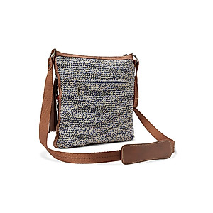 The Sak Lucia Crossbody Bag in Crochet, Convertible Purse with Adjustable Strap, Denim Static