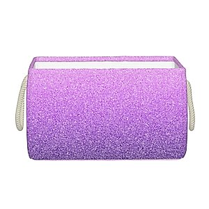Beach Surfers Colorful Ombre purple Glitter Sparkling glitter Texture Storage Bin Collapsible Storage Cubes Toys Clothes Organizer Boxes for Organizer Closet Shelves Portable Laundry Baskets