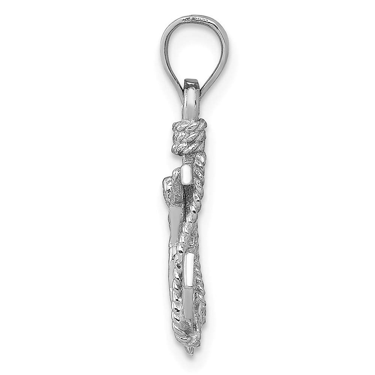 Solid 14k White Gold Anchor Mariner Cross Pendant Crucifix Charm - 23mm x 11mm