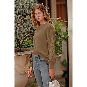 PRETTYGARDEN Women's 2024 Winter Pullover Sweater Casual Long Sleeve Crewneck Loose Chunky Knit Jumper Tops Blouse (Khaki,Small)