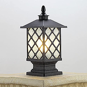 Post Lights Outdoor Waterproof Castlight Casting Aluminum Glass Post Cap Lights Modern Simple Villa Wall Gate Pillar Lamp LED Night Safety (Bronze B) (Dark A)