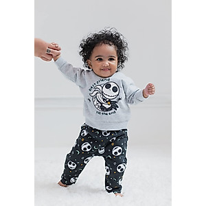 Disney Nightmare Before Christmas Newborn Baby Boy or Girl Fleece Hoodie Bodysuit and Pants 3 Piece Outfit Set 0-3 Months