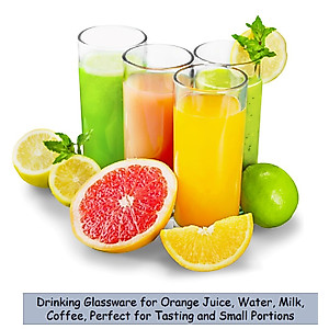 BOHEM'S Small Juice Glasses, Mini Clear Glass Cups Tumblers, Drinking Glassware for Orange Juice, Water, Milk, Coffee, Perfect for Tasting and Small Portions, Set of 6 (5 oz)