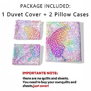 CVHOUSE Rainbow Butterfly Duvet Cover Twin Size,Rainbow Butterfly Bedding Set for Girls Kids Teens,Rainbow Butterfly Comforter Cover,1 Duvet Cover 2 Pillowcases 3 Piece