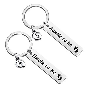 ENSIANTH Pregnancy Announcement Gift New Auntie/Uncle Gift Auntie to Be Uncle to Be First Time Aunt Uncle Gifts with Baby Footprint Charm (Auntie/Uncle to Be)