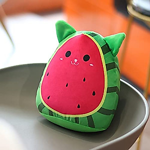 Watermelon Cat Stuffed Animal Toys for Kids，Cat Plush Pillow Toy Plush Pillows Squishy Watermelon Cat Plushies - Fun Fruit Pillow and Toy Cat for Kids - Hugging Plush Gifts for Kids Girlfrien