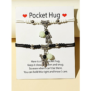 2pcs Couple Glow In The Dark Astronaut Charm Bracelet