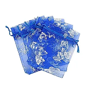Tovip Wholesale 100PCS Organza Bag Butterfly Design Wedding Pouches Jewelry Packaging Bags (Dark Blue, 3.5x4.5 (9x12cm))