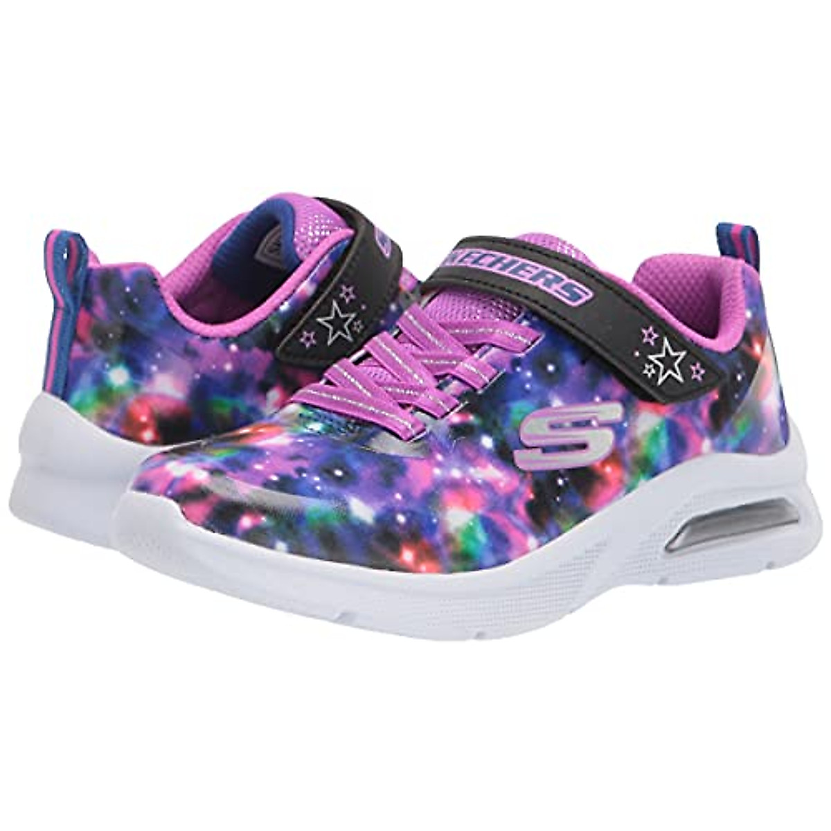 Skechers Girls Microspec Max - Spiral Galaxy Sneaker, Blue Multi, 4