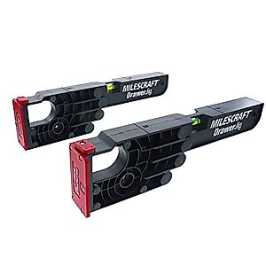 Milescraft 1341 Drawer Jig – Reversible Drawer Slide Jig for Drawer Installation – Easy-Align Tabs, Fences, and Level Position the Jigs for Accurate Support. Non-Marring Rubber to Protect Cabinets