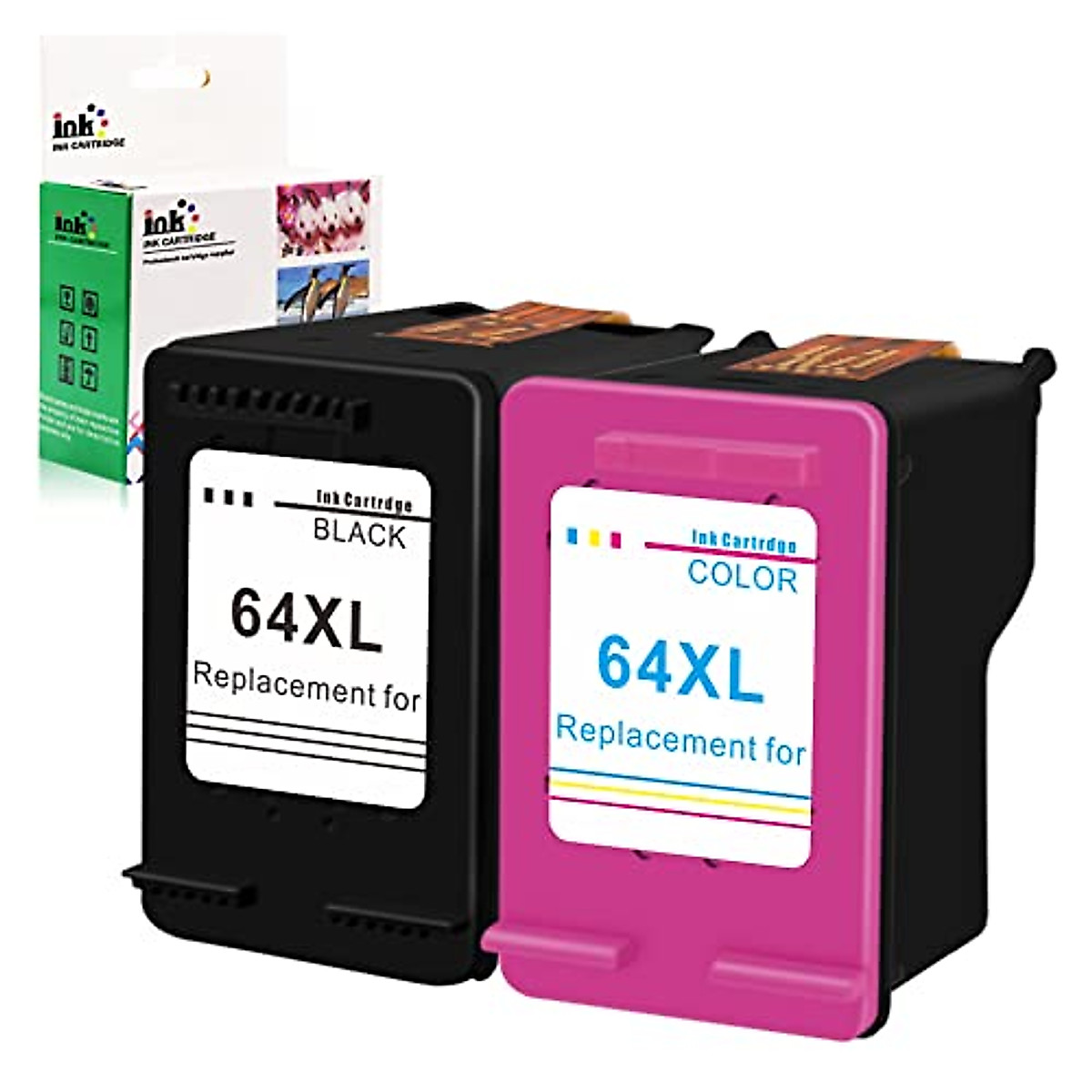 ewigkeit Remanufactured High-Yield 64 Ink Cartridge Replacement for HP 64XL for HP Envy Photo 7155 7855 6255 7120 6252 6220 6230 6258 7158 7130 7132 7164 7858 7800 6222 Printer (1 Black 1 Tri-Color)