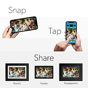 Brookstone PhotoShare 8” Smart Digital Picture Frame, Send Pics from Phone to Frames, WiFi, 8 GB, Holds 5,000+ Pics, HD Touchscreen, Premium Black Wood, Easy Setup, No Fees