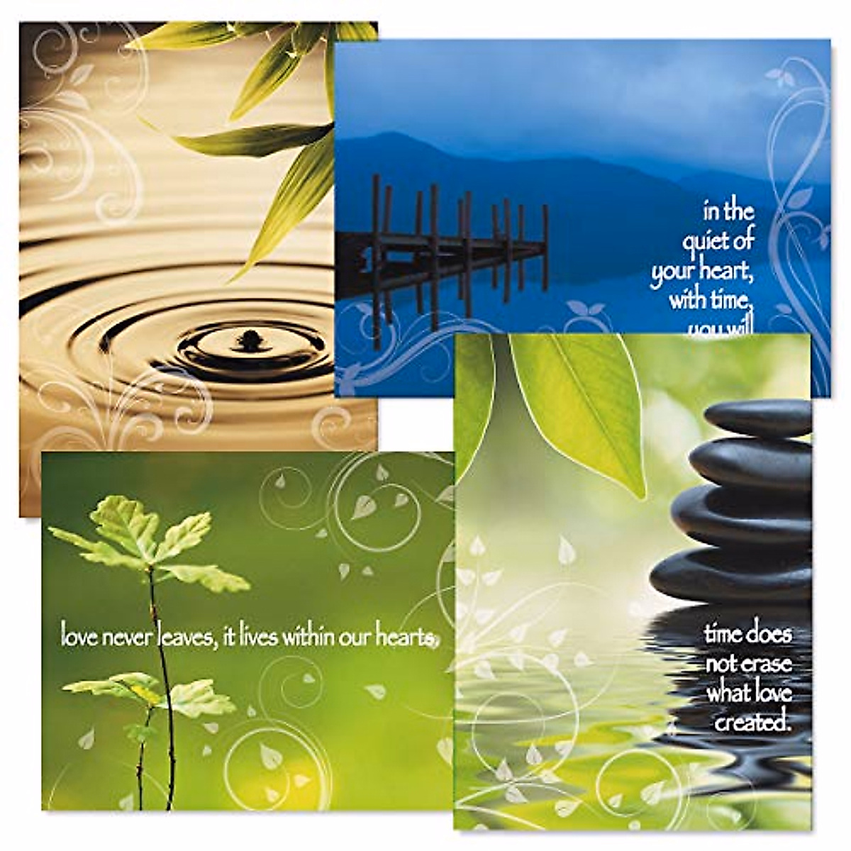 Thoughts of Peace Sympathy Greeting Cards - Set of 8 (4 Designs), Large 5" x 7", Sympathy Cards with Sentiments Inside, White Envelopes