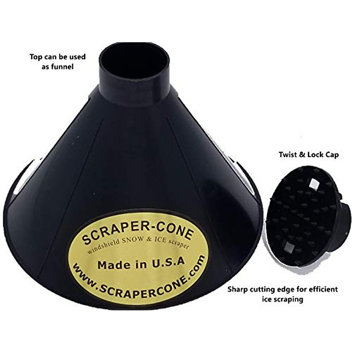 SCRAPER CONE®️ The Original Ice Scraper, Snow Removal Made in The USA Magical Frost Removal Funnel Shaped Cleaning Tool Car Windshield Deicer Magic Scrapers Instascrape round snow shovel brush