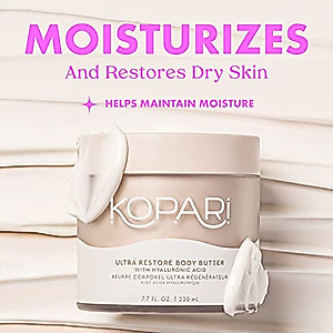 Kopari Ultra Restore Body Butter with Hyaluronic Acid and Vitamin B5 - Vegan Moisturizing Lotion for Dry Skin, 7.7 oz