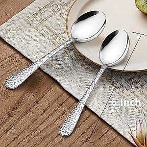 LIANYU 6 Pieces Children Stainless Steel Spoon, Cute Kids Toddler Spoons, Children Silverware Flatware Set, Kids Children Cutlery Set, Small Kid Utensil for Self Feeding