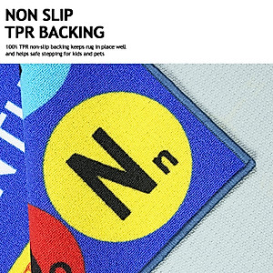 Capslpad Kids Rug USA Map Kids Play Rug 6'6"x 5' Large Size ABC Alphabet Educational Learning Classroom Area Rug Non Skid City Road Car Rug Play Mat for Children Bedroom Playroom Nursery Room