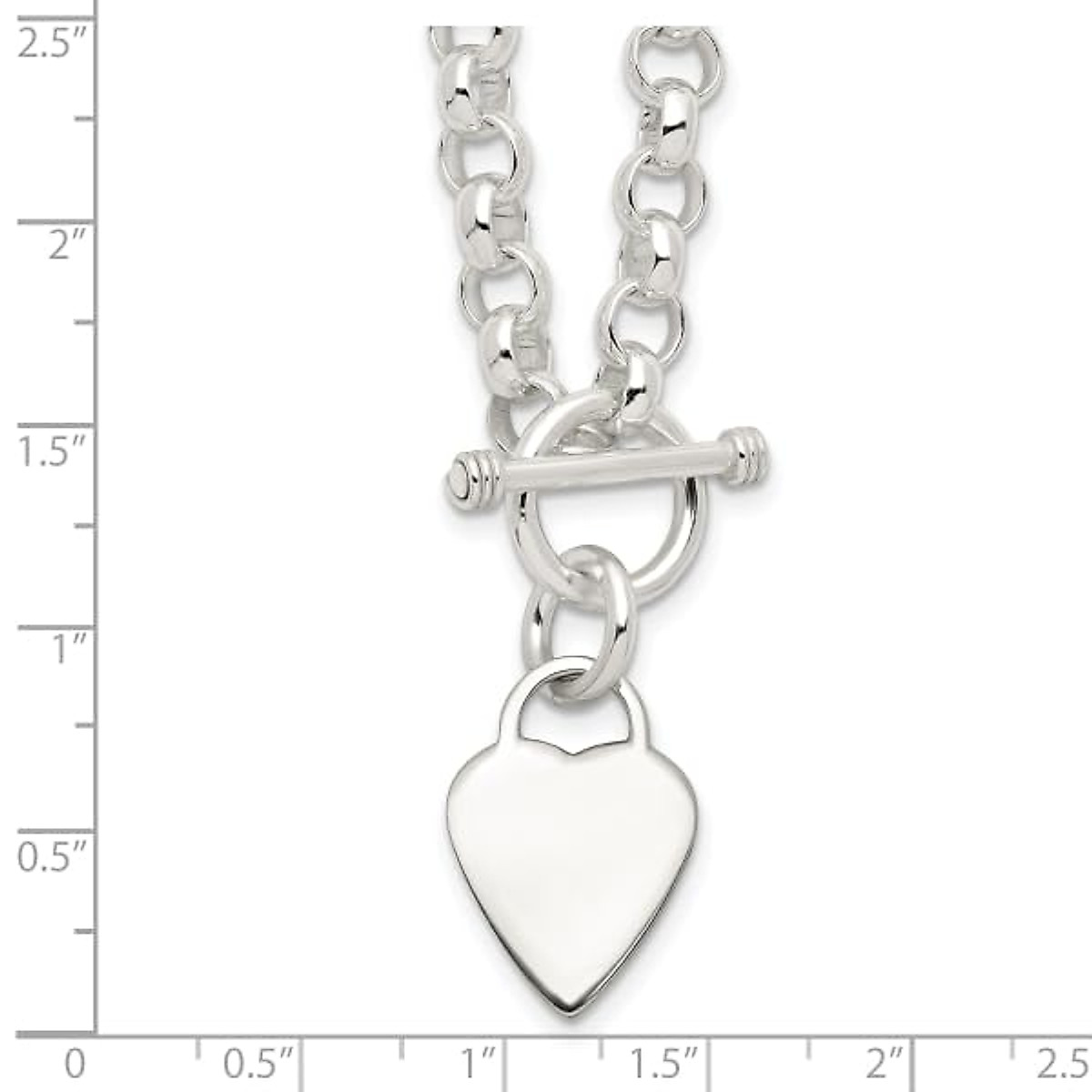 IceCarats 925 Sterling Silver Engraveable Heart Love Disc Link Chain Necklace Toggle Clasp