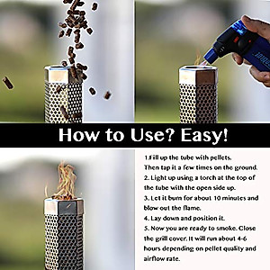 Goqual 12" Hexagon Premium Smoker Tube/1 Silicone Brush/2 S-Shaped Hooks/1 Black Cleaning Brush/1 Heat Resistant Grill Glove Accessories-up to 4-6 Hours, Cold and Hot Smoking, Smoke Tube for Grill