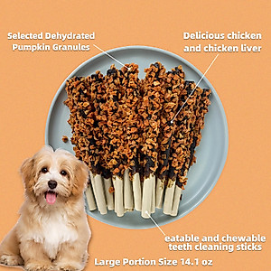 Probiotics for Dogs, Improve Yeast Balance, Itchy Skin Itchy Ears, Chicken Wrapped Sticks Pumpkin Dog Treats,14.1oz Rawhide Free
