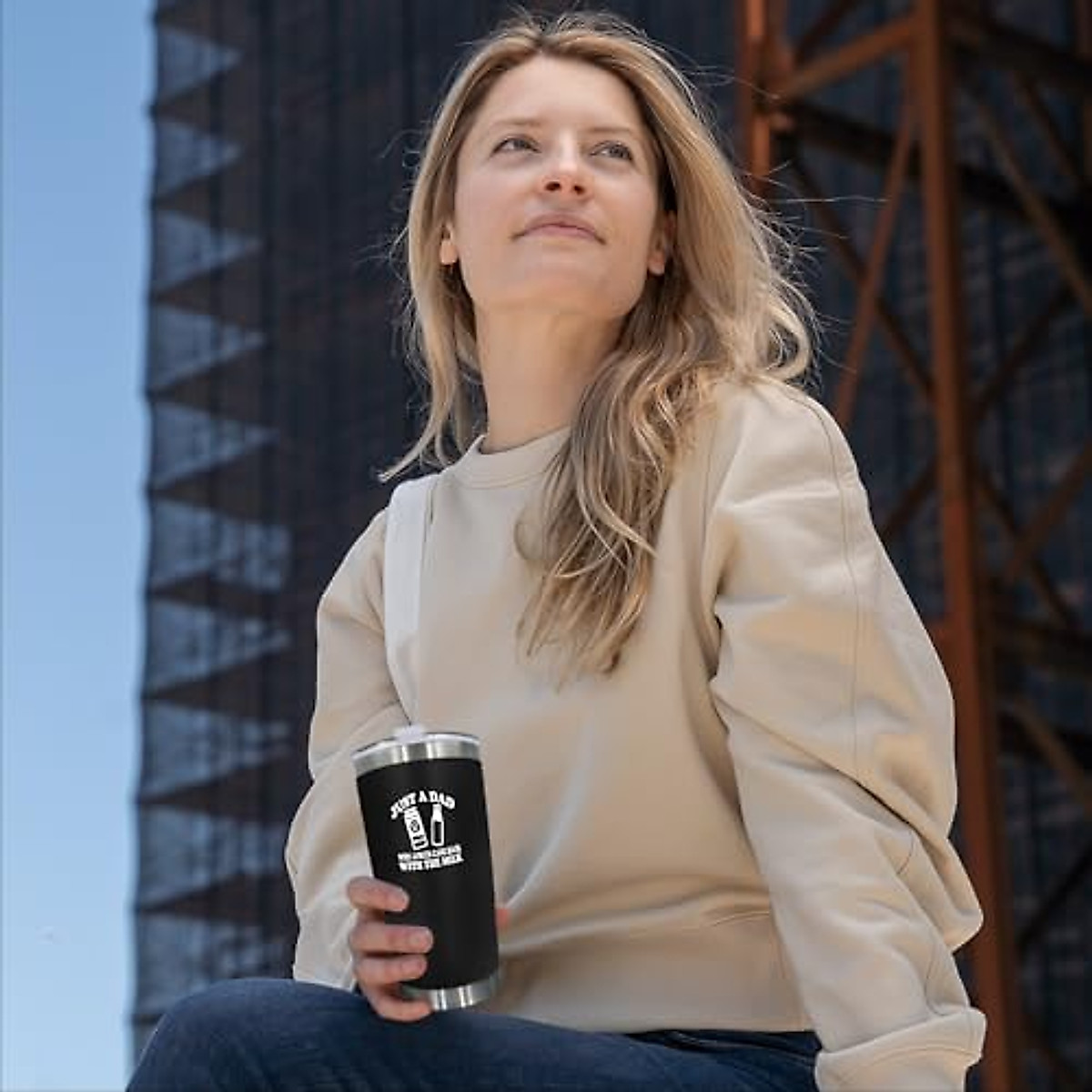 liabiliies Travel Coffee Tumbler 20 oz Just A Dad Who Always Came Back With The Milk Tumbler with Lid and Straw Insulated Tumblers Stainless Steel Tumbler Funny Gifts for Men