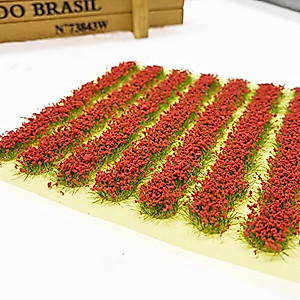 Cayway 2 Color Miniature Shrub Strips Static Shrub Vegetation Groups DIY Miniature Colorful Flower Cluster Static Grass Tuft for DIY Model Train Landscape Railroad Scenery, Pink and Red