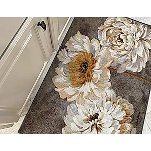 Brumlow Mills Pearl Grey Floral Study by Pamela Gladding Decorative Rug for Kitchen, Entryway Rug, Living Room or Bedroom Carpet, 2'6" x 3'10"