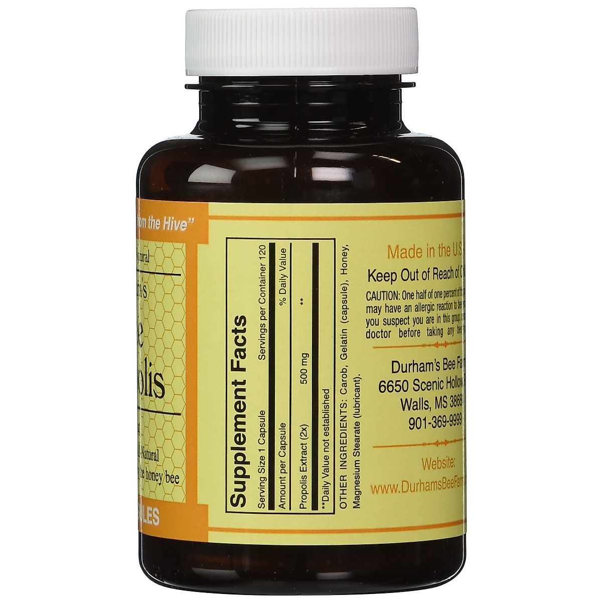 Durham's Bee Propolis 500mg 120 Capsules