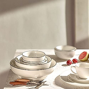 Wareland Soup Bowls, 28 Ounce Cereal Bowls, 6 Inch Ceramic Bowls Set Of 4, White Bowls For Salad Pasta Rice Oatmeal Pho, Ramen Bowl For Noodle, Bowls For Kitchen, Dishwasher Oven Microwave Safe Bowls