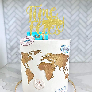 Time Flies Cake Topper, Time Flies Birthday Party Supplies, Airplane Birthday Decoration, Airplane Theme Centerpiece
