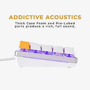 Glorious Gaming GMMK 2-65 Percent Keyboard - White Custom Layout - Compact Low-Profile - Hotswap w/Cherry Mx Style Switches - Incl. Double Shot Keycaps & Linear Switches