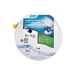 Camco TastePURE Drinking Water Hose for RV, 50 Feet, White (22753)