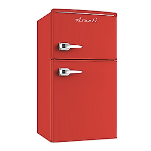 Avanti RMRT30X5R-IS Mini Fridge with Freezer 3 Cu. Ft. Capacity Retro-Styled for Home Office or Dorm, Manual Defrost and Adjustable Temperature, 3 Cu.Ft, Red