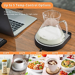Coffee Mug Warmer for Desk, Maestri House Electric Mug Warmer with 5 Temperature Settings, 6-Level Timer, 4 Modes for Coffee, Candle, Milk and Tea, Portable Beverage Warmer for Home and Office