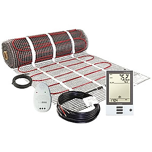 LuxHeat 30 Sqft Mat Kit, 120v Electric Radiant Floor Heating System for Under tile, Stone and Laminate. Kit Includes Alarm, Heated Floor Mat, OJ Microline Programmable Thermostat with GFCI & Sensor
