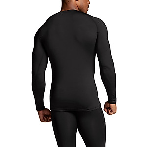 ATHLIO Men's Thermal Long Sleeve Compression Shirts, Winter Gear Sports Base Layer Top, Athletic Running T-Shirt, Active Top 3pack Black/Black/Black, Large