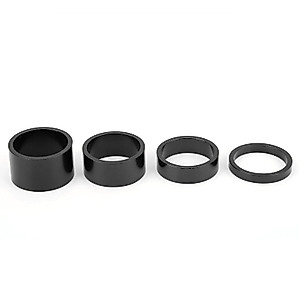 VBESTLIFE 4Pcs/Set Headset Spacers Aluminum Alloy Front Fork Washer 5 10 15 20mm Headset Stem Washer Gasket Replacement for Mountain Road Bike(Black) and Spare Parts