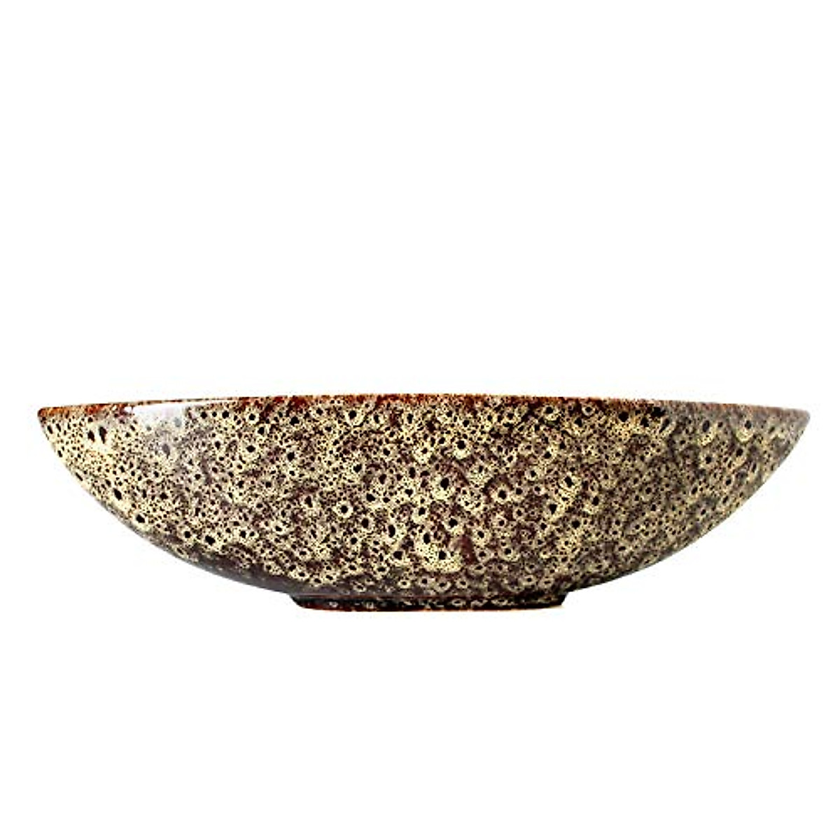 Hosley Set of 2 Decorative Oval Ceramic Bowl Peacock Feather Pattern 14.5 Inch Long. Bowl for Orbs and Potpourri.