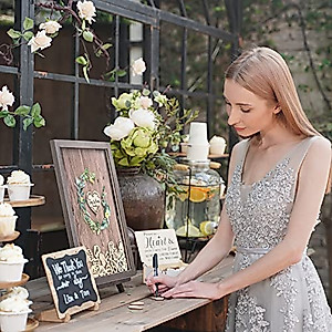 Y&K Homish Wedding Guest Book Alternative, Rustic Wedding Decorations for Reception, Favors for Guests 80 Hearts Green Wreath (Rustic Brown)