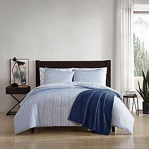 Eddie Bauer- Twin Duvet Cover Set, Cotton Bedding Set with Matching Sham(s), Casual Home Décor (Ticking Stripe Navy, Twin)
