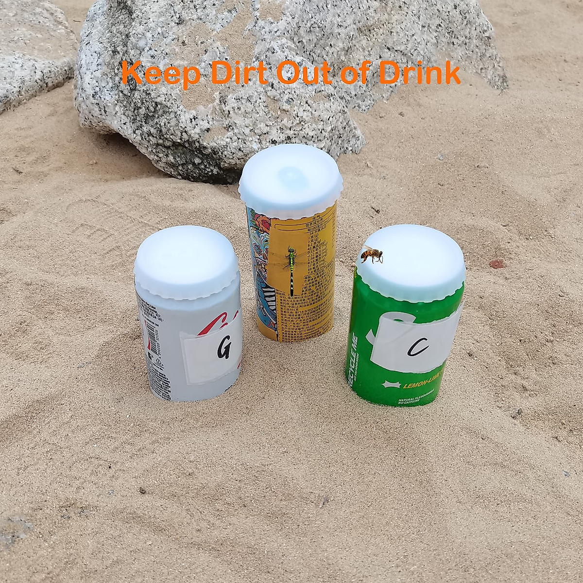 2 Pack Soda Can Lids, BPA-Free, Transparent Silicone Lids, Washable Can Covers for Soda, Reusable Soda Can Covers Lids, Can Stopper, Protector for Soda, Beer, Juice, Coke, Beverage, Fits Standard Can