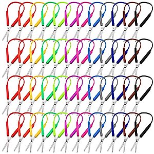 48 Packs Loop Scissors 8 Inches Colorful Grip Scissors Loop Handle Self Opening Scissors for Children Teens Adults Adaptive Design Scissors Supports Elderly and Special Needs, 12 Colors