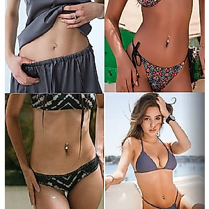 14G G23 Solid Titanium Belly Button Ring Titanium Navel Ring Gold Belly Piercing Jewelly with Cubic Zirconia 10mm Belly Bar Internally Threaded Navel Barblell Belly Barbell Belly Piercing Jewelry